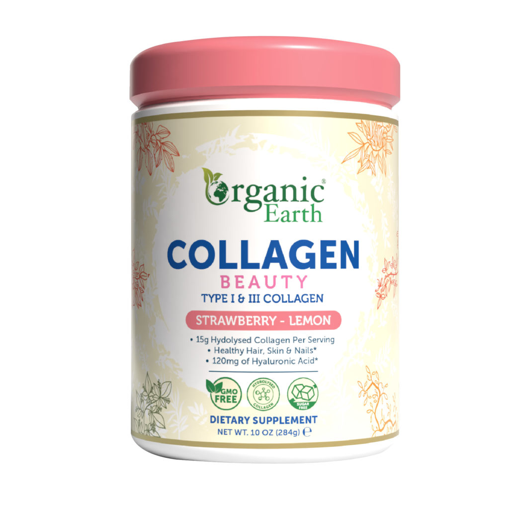 Organic Earth Collagen Beauty Strawberry-Lemon 284G - Organic Earth